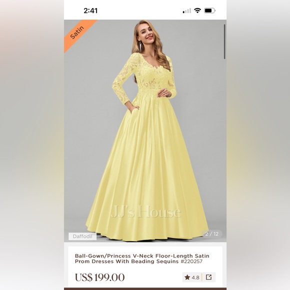 JJ’s House | Dresses | Jjs House Yellow Puffy Sleeved Dress Prom Homecoming | Poshmark